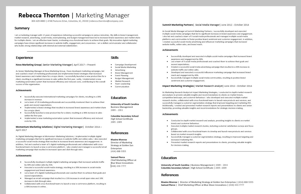 Simple, Clean & Professional Resume CV Template - Etsy