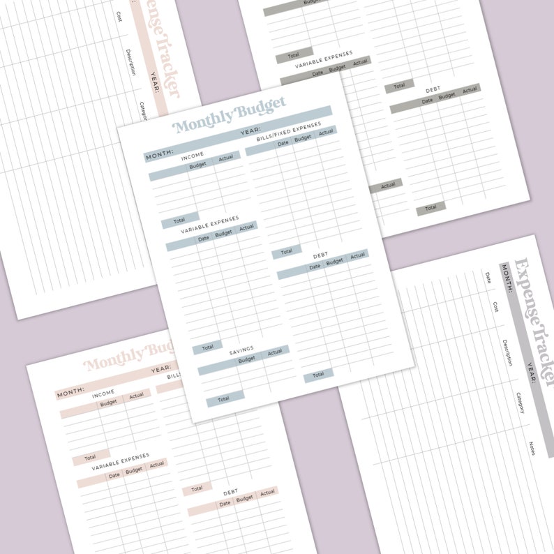 Monthly Budget Printable Expense and Income Tracker, Personal Budget ...