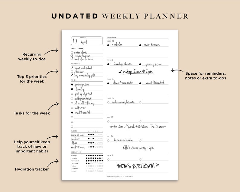 Weekly Planner to Do List Printable To-do Template for Home or Work ...
