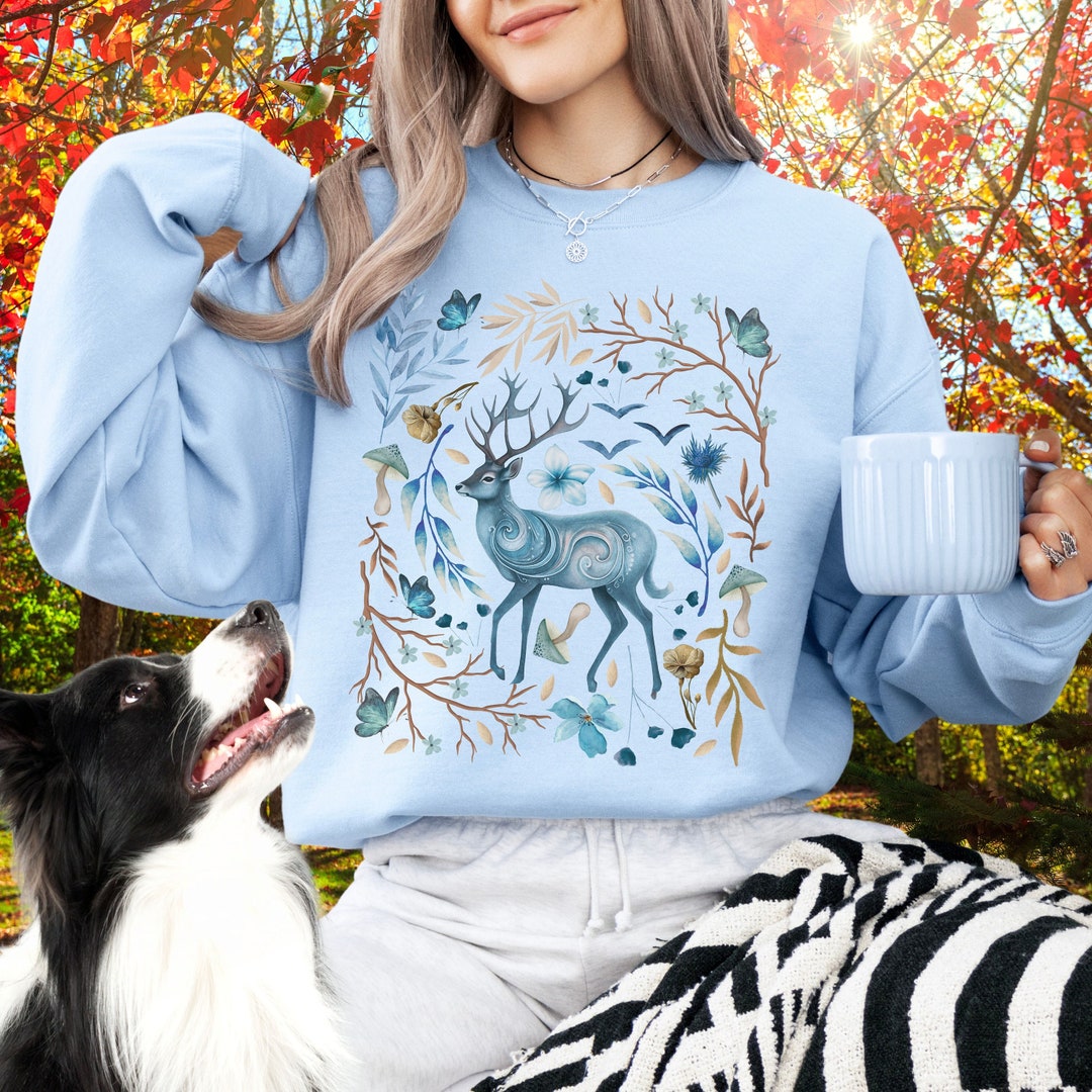Whimsical Fairytale Forest Fall Reindeer Sweatshirt, Fairy Core Fall ...