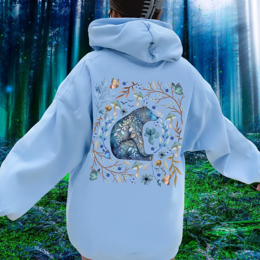 Bear Mystical Forest Cottagecore Hoodie Fairy Women,magical Gift for ...