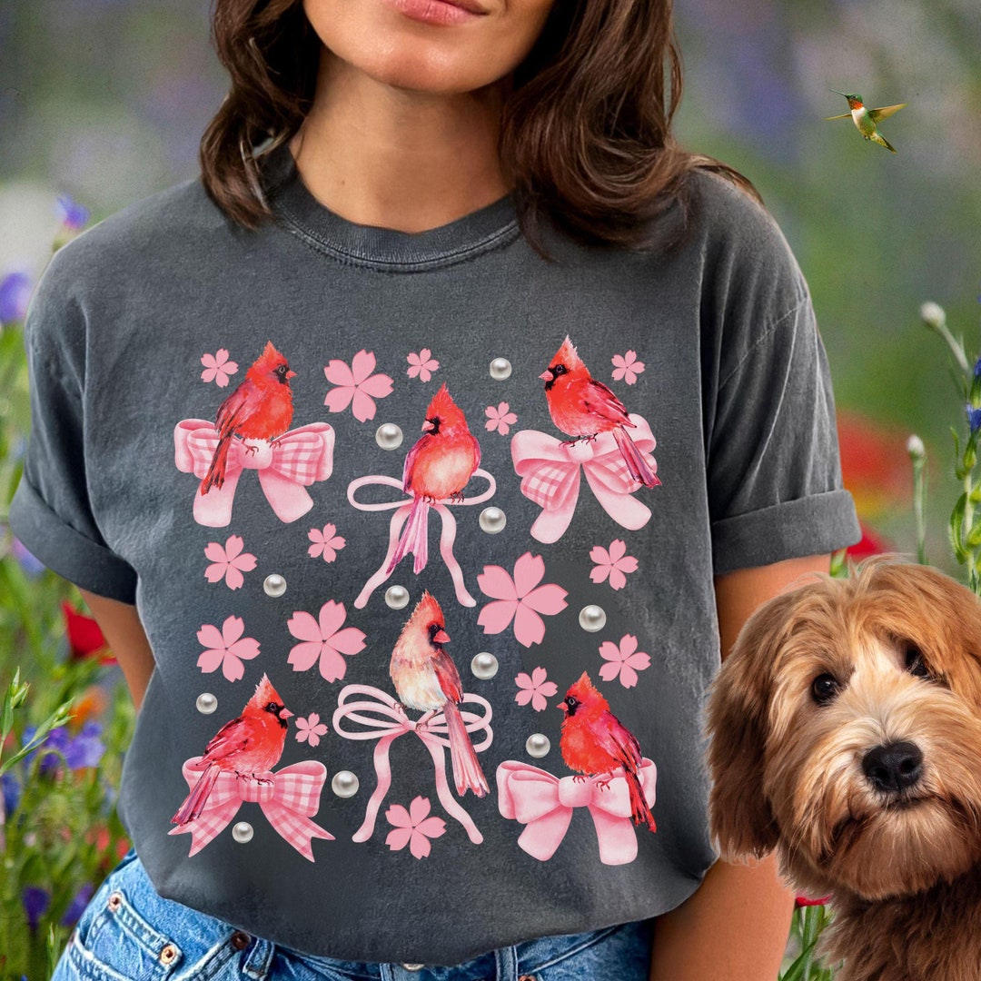 Cardinal Bird Coquette Comfort Colors® Shirt,bow T-shirt, Bird Lover ...