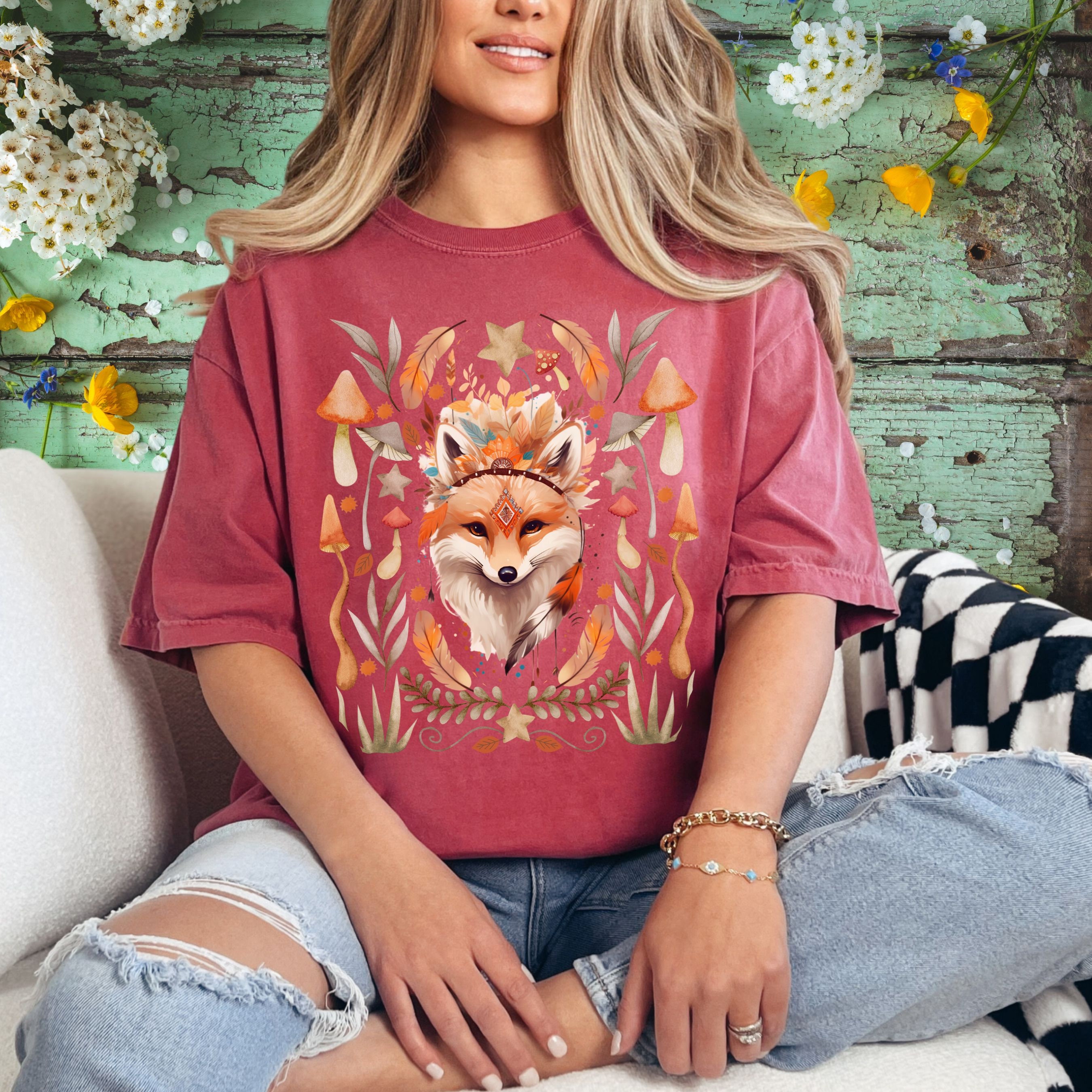 Fox Shirts for Women,cottagecore Fox Magical Fox Forestcore Comfort ...