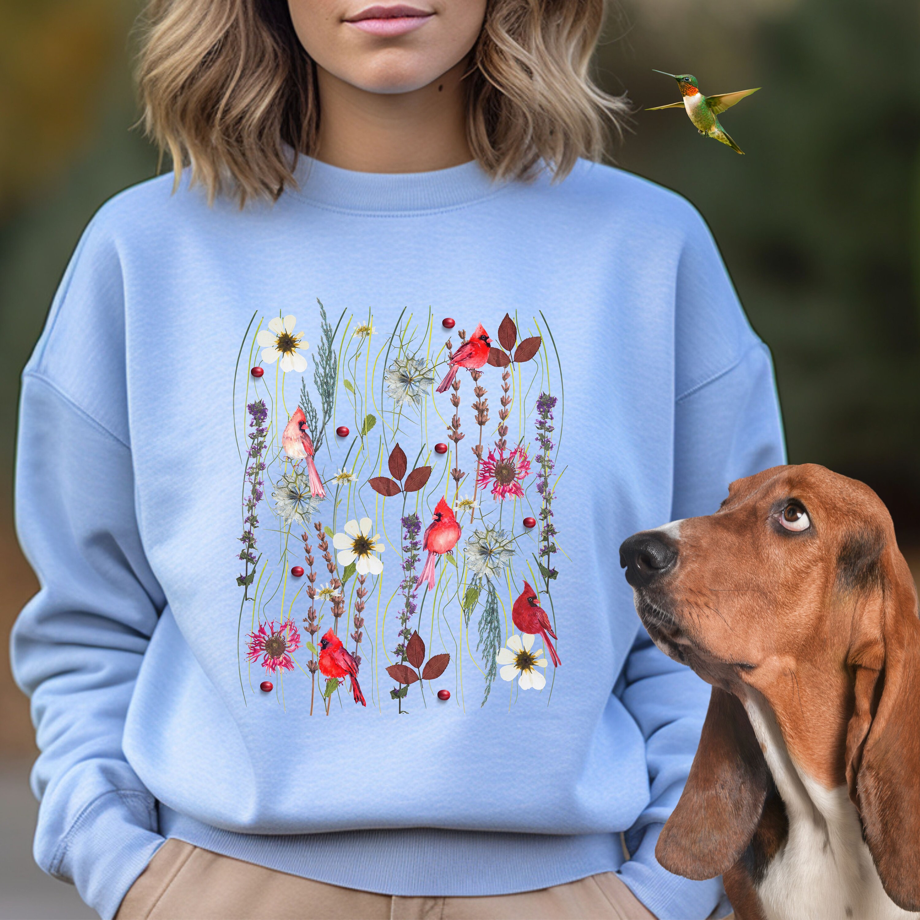 Cottagecore Wildflower Cardinal Bird Sweatshirt, Cottage Core, Nature ...