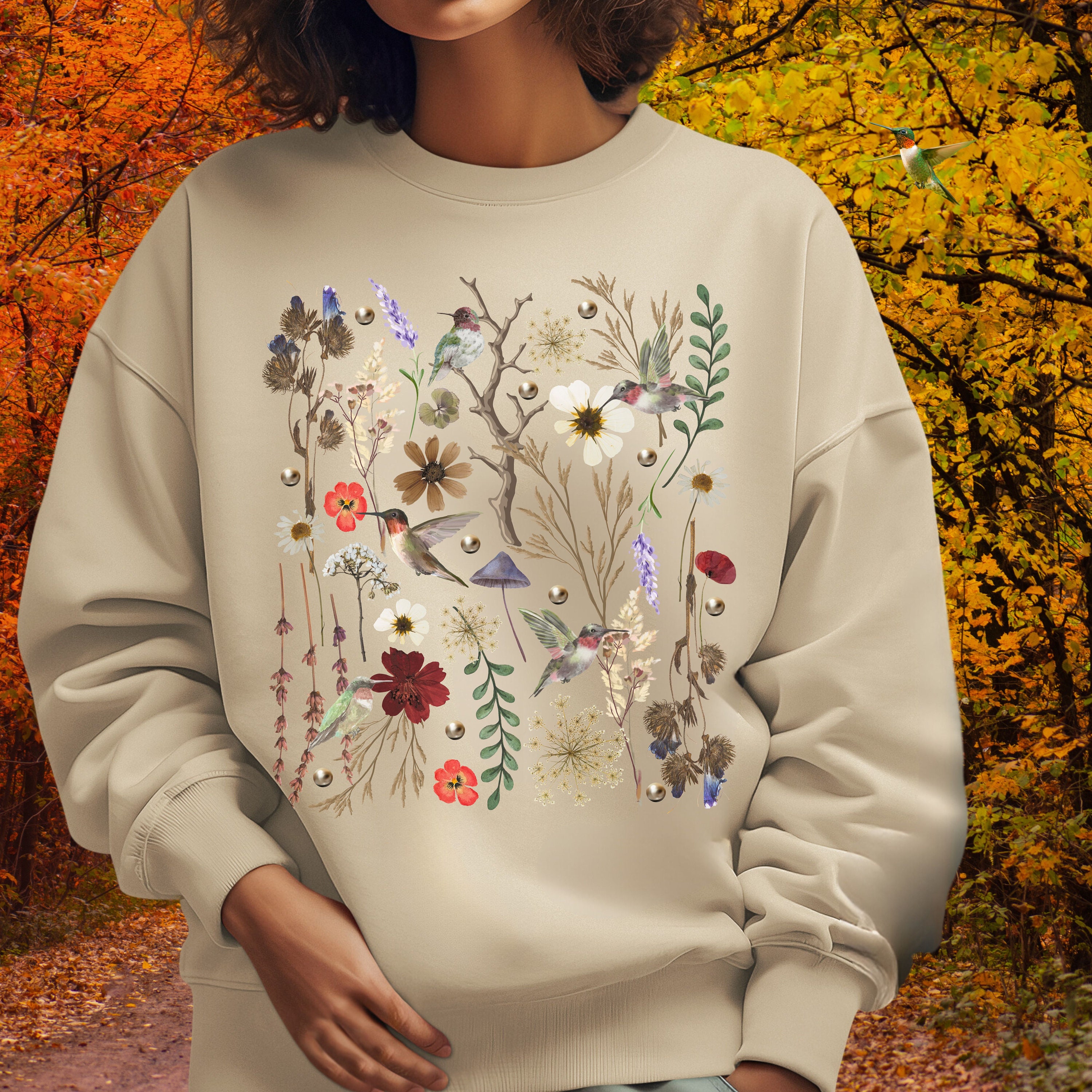 Cottagecore Hummingbird Wildflowers Sweatshirt,cottagecore Clothing ...