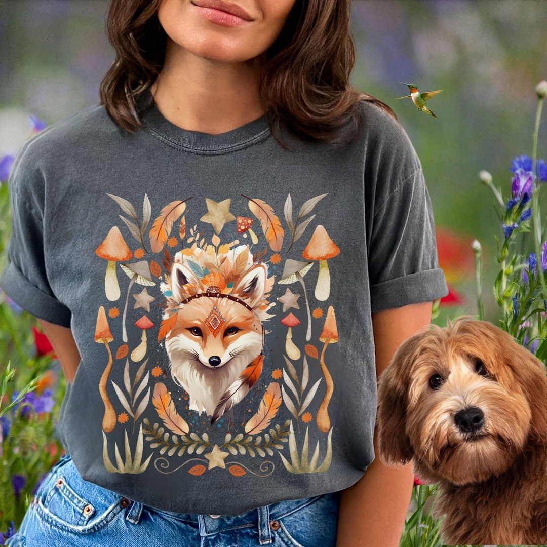 Fox Shirts for Women,cottagecore Fox Magical Fox Forestcore Comfort ...