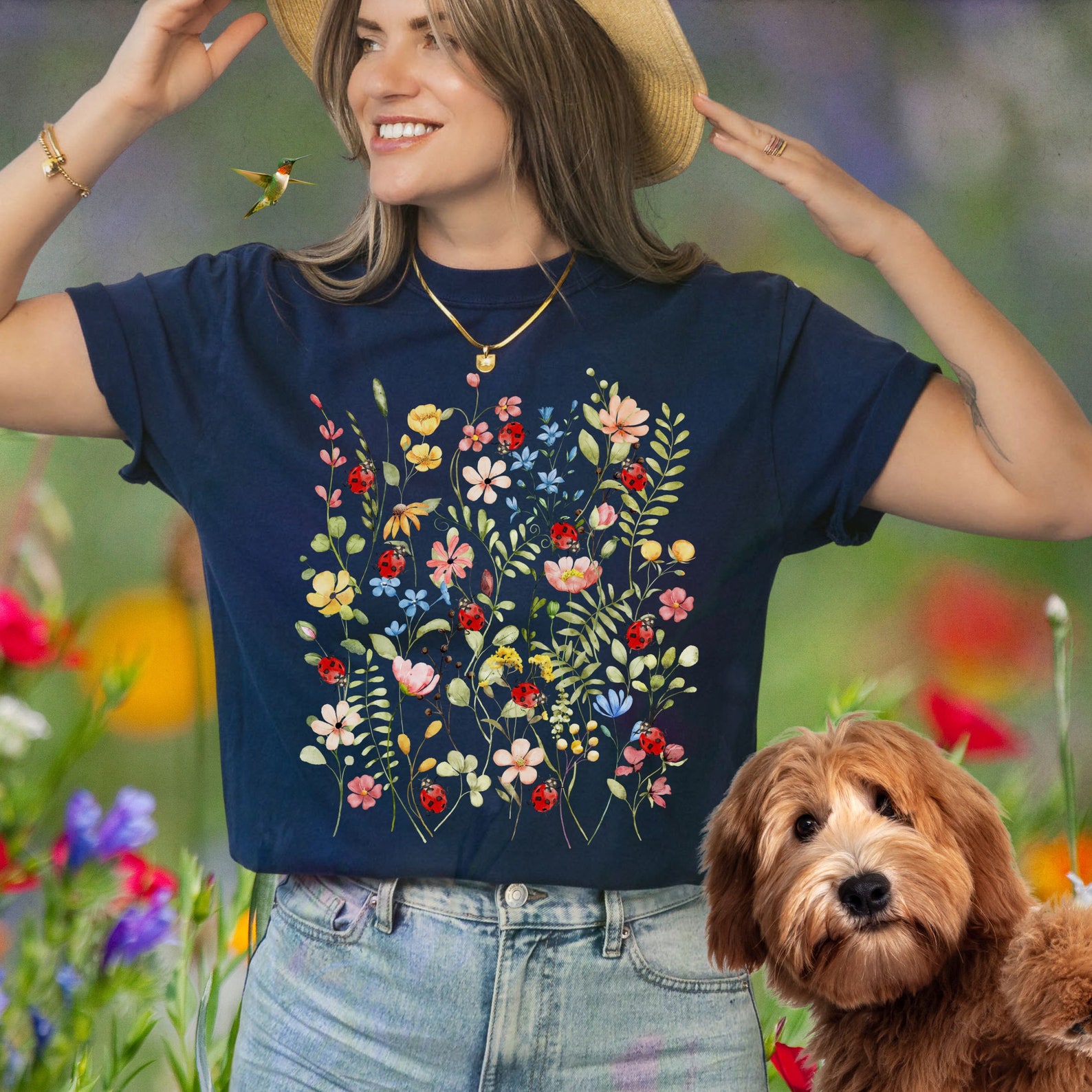 Vintage Cottagecore Wildflowers Ladybug Comfort Colors® Shirt Fall ...