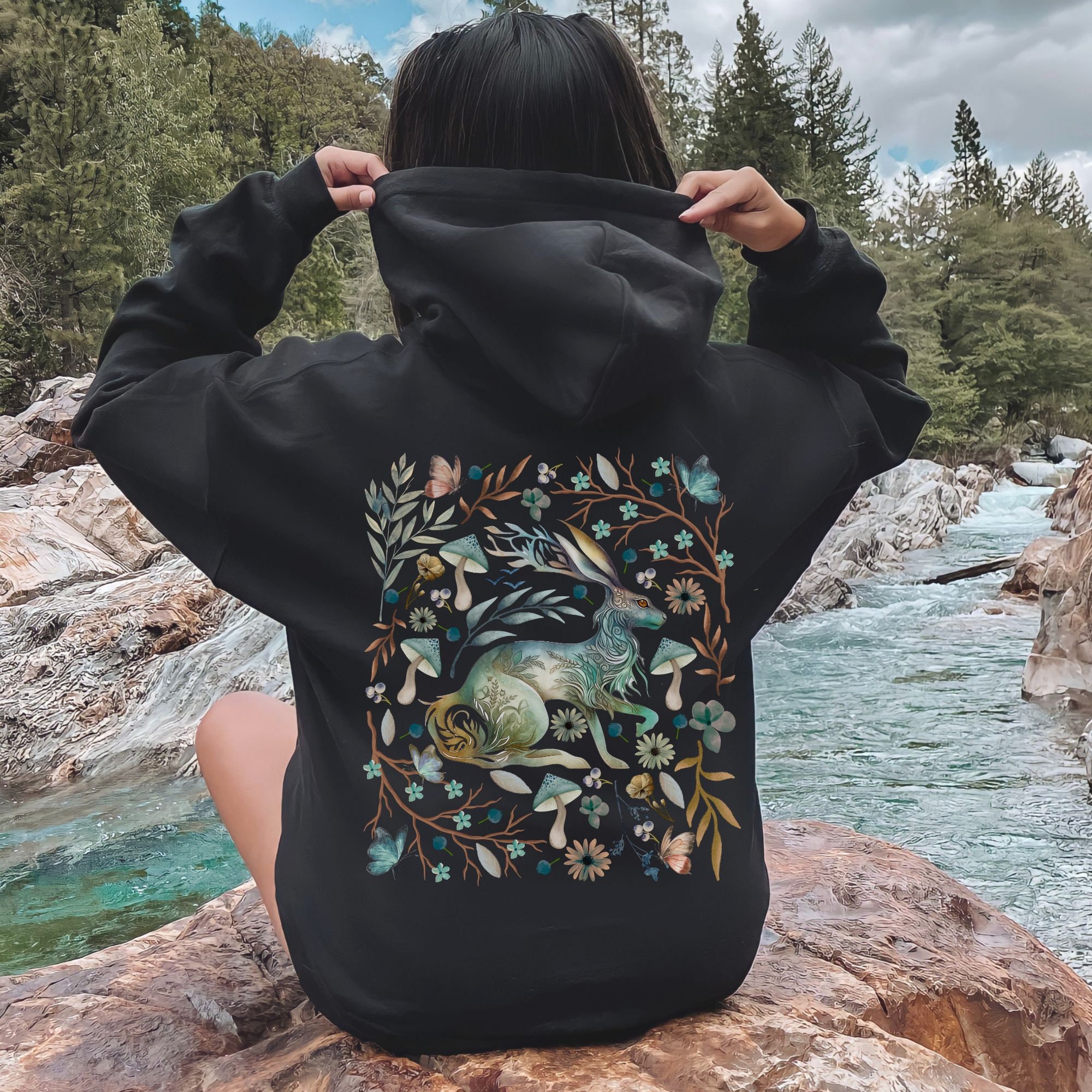 Cottagecore Rabbit Magical Forest Hoodie,bunny Sweater,cottage Cor,hare ...