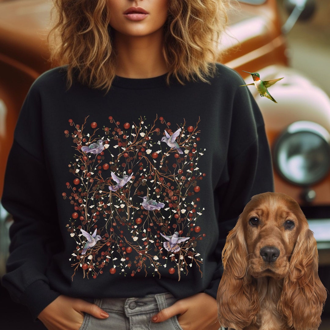 Cottagecore Hummingbird Floral Sweatshirt, Cottage Core, Hummingbird ...