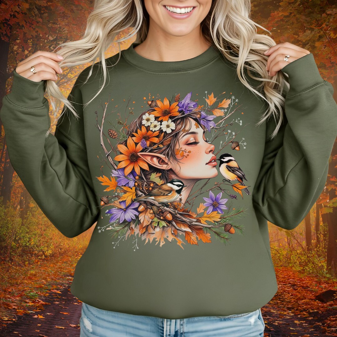 Elf Fairy-fairycore Nature Floral Sweatshirt,boho Fairy Top,goblincore ...