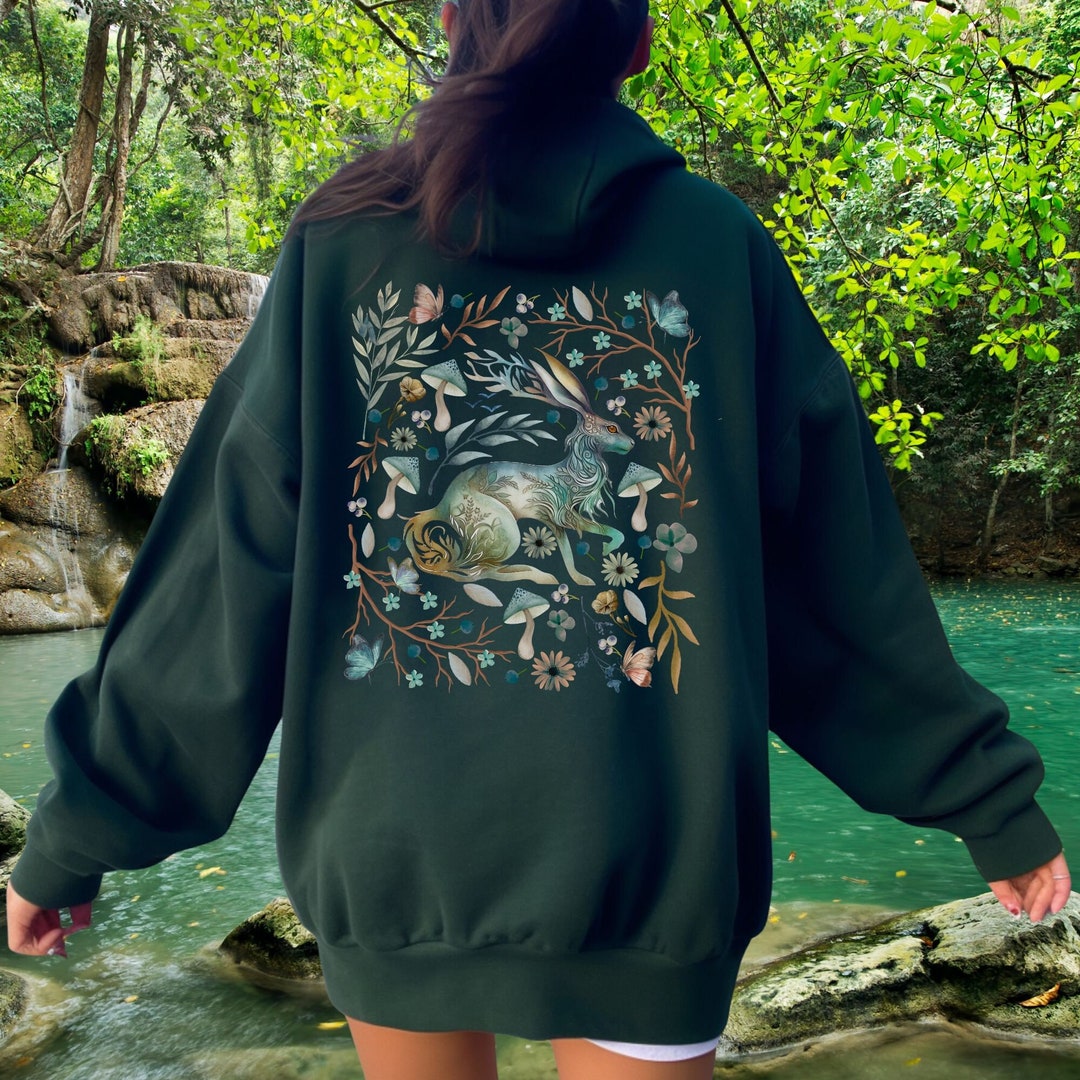 Cottagecore Rabbit Magical Forest Hoodie,bunny Sweater,cottage Cor,hare ...