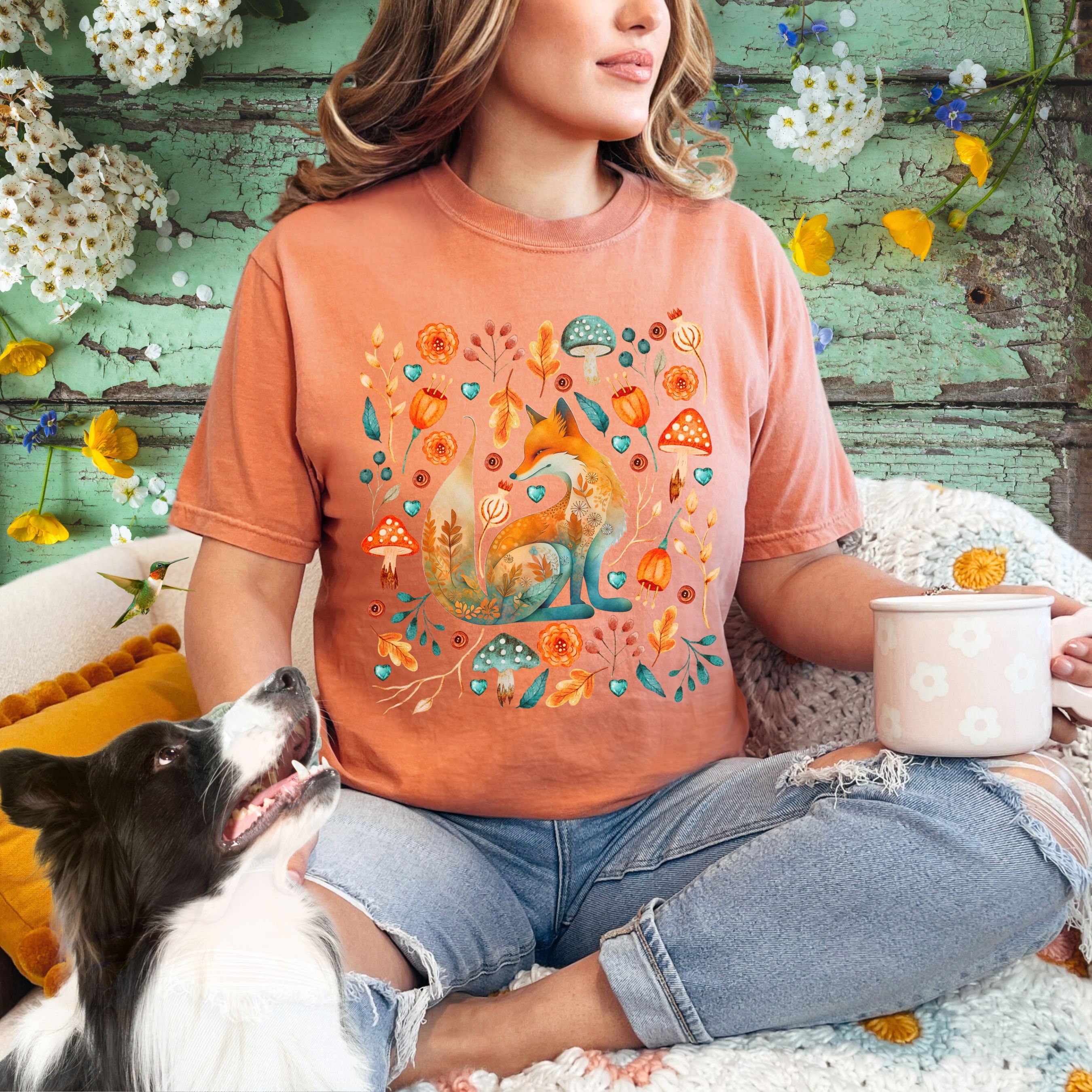 Cottage Core Fox Comfort Color Shirt, Scandinavian Fox Shirt, Gift for ...