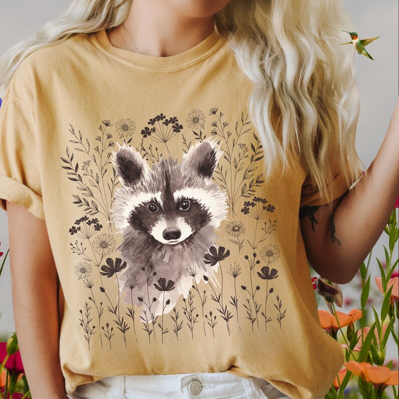Cottagecore Raccoon T Shirt, Vintage Raccoon Lover Shirt, Forest Nature ...
