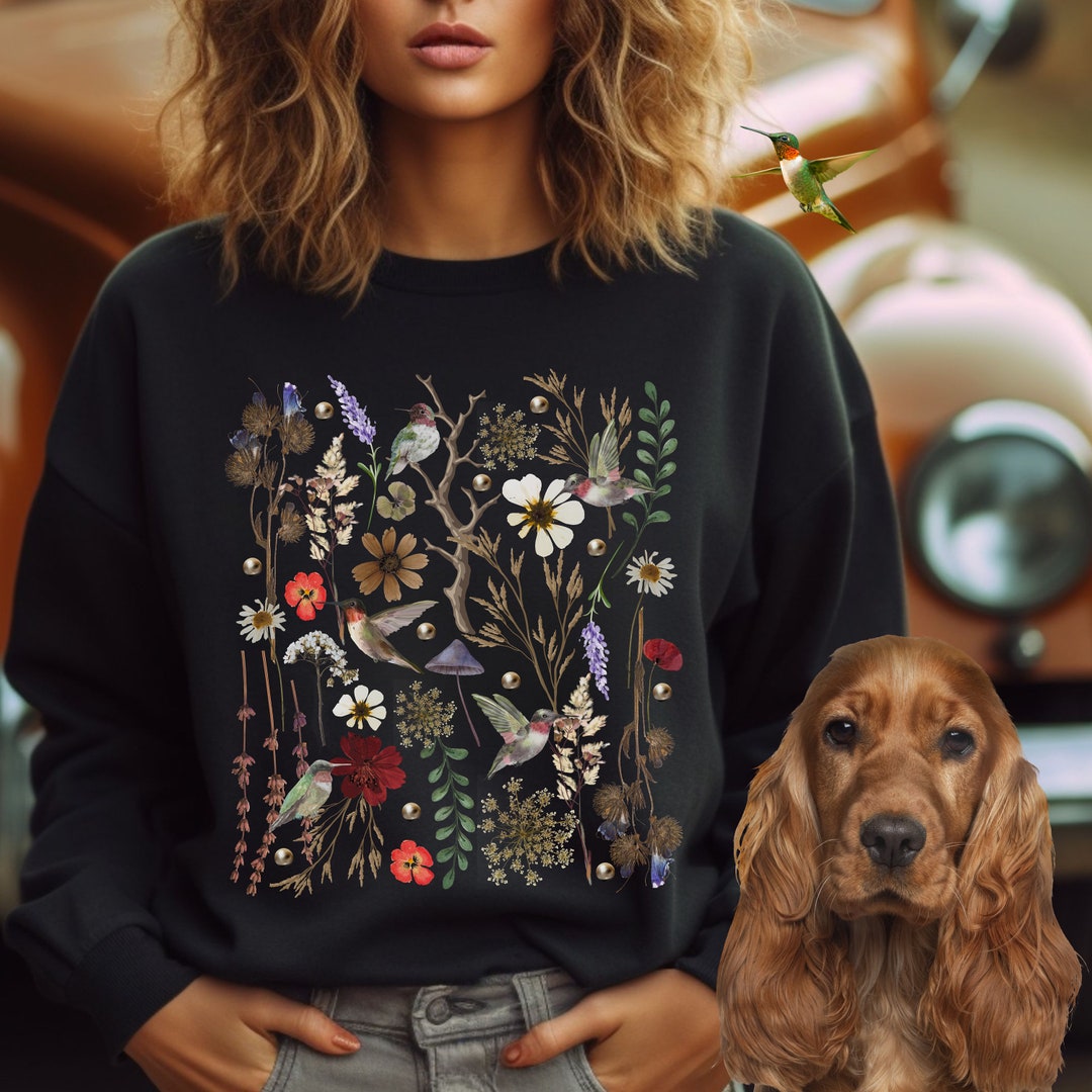 Cottagecore Hummingbird Wildflowers Sweatshirt, Cottagecore Clothing ...