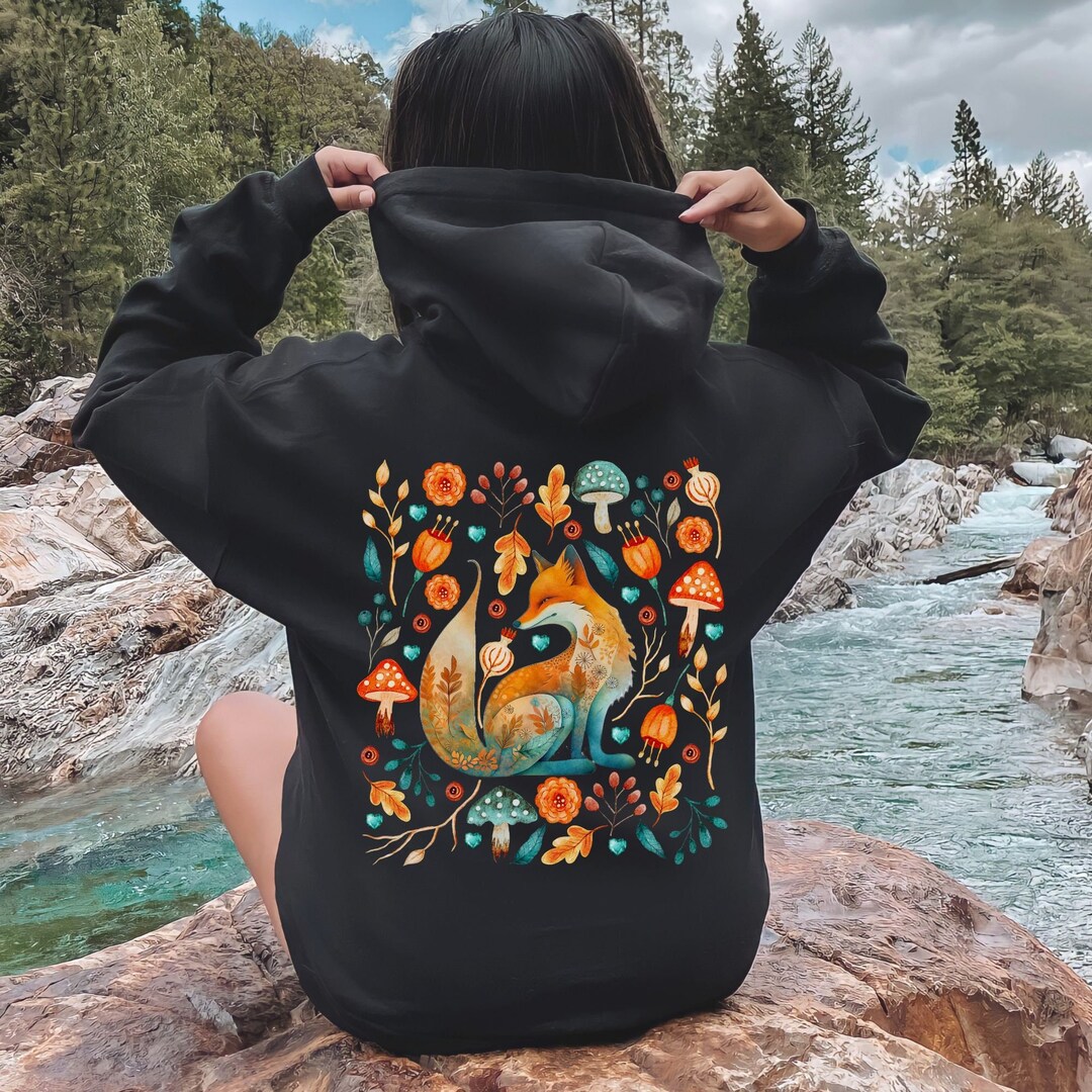 Cottagecore Fox Magical Forest Hoodie, Folklore Fox Sweatshirt, Fairy ...
