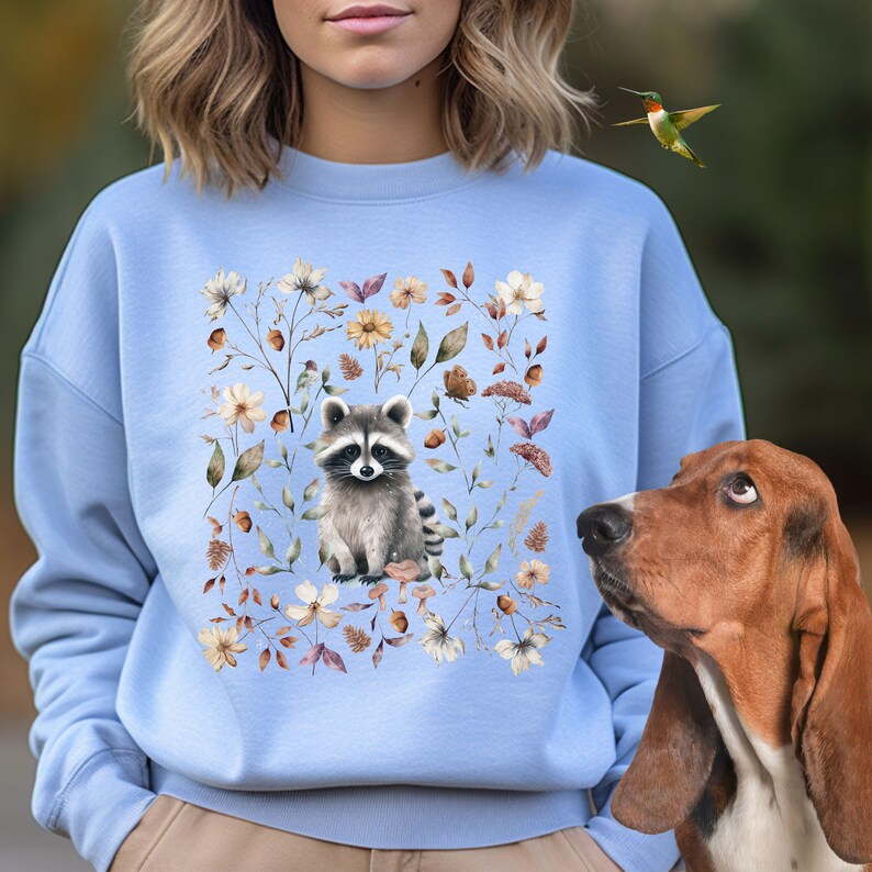 Cottagcore Raccoon Sweatshirt, Cottage Core, Trash Panda, Raccoon Lover ...