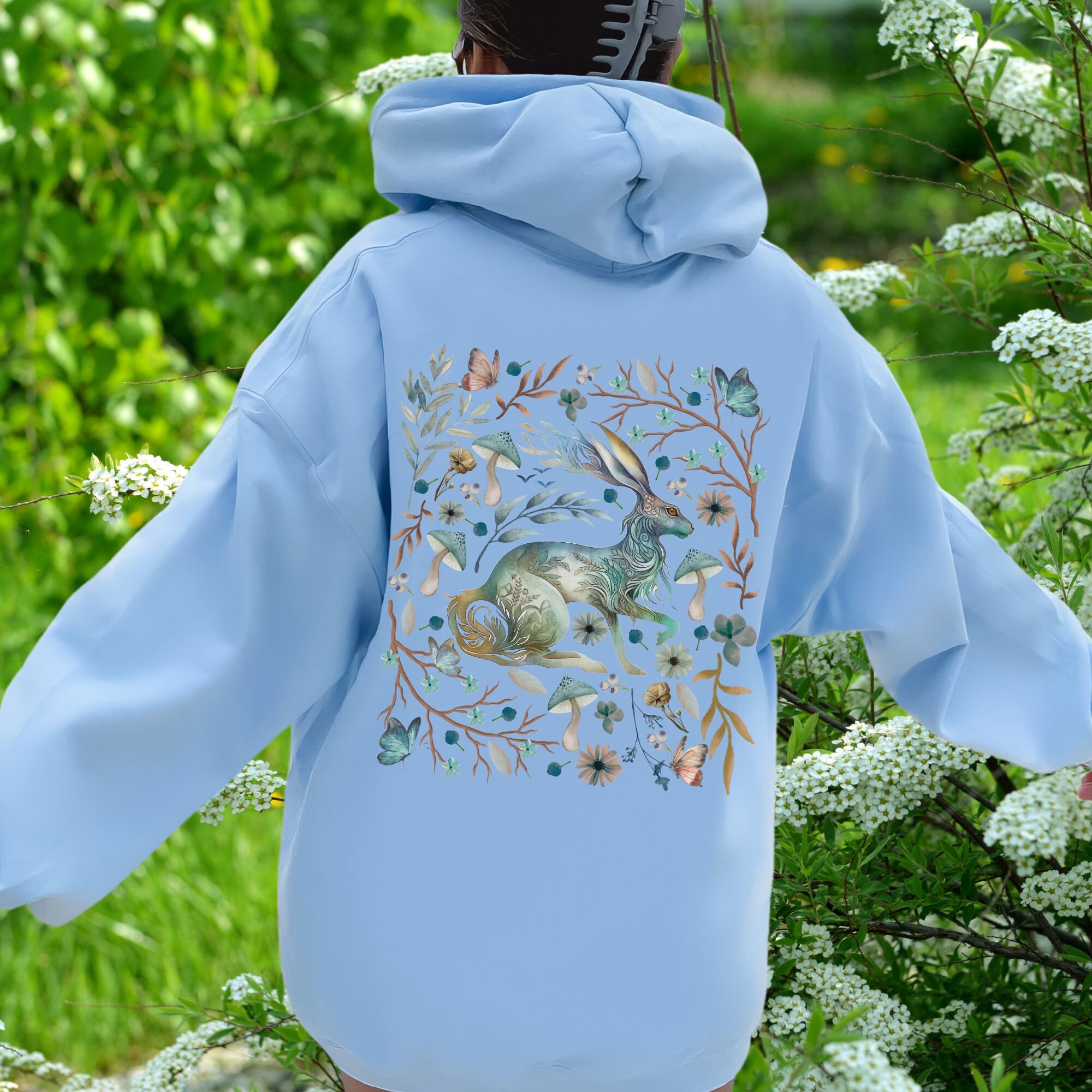 Cottagecore Rabbit Magical Forest Hoodie,bunny Sweater,cottage Cor,hare ...