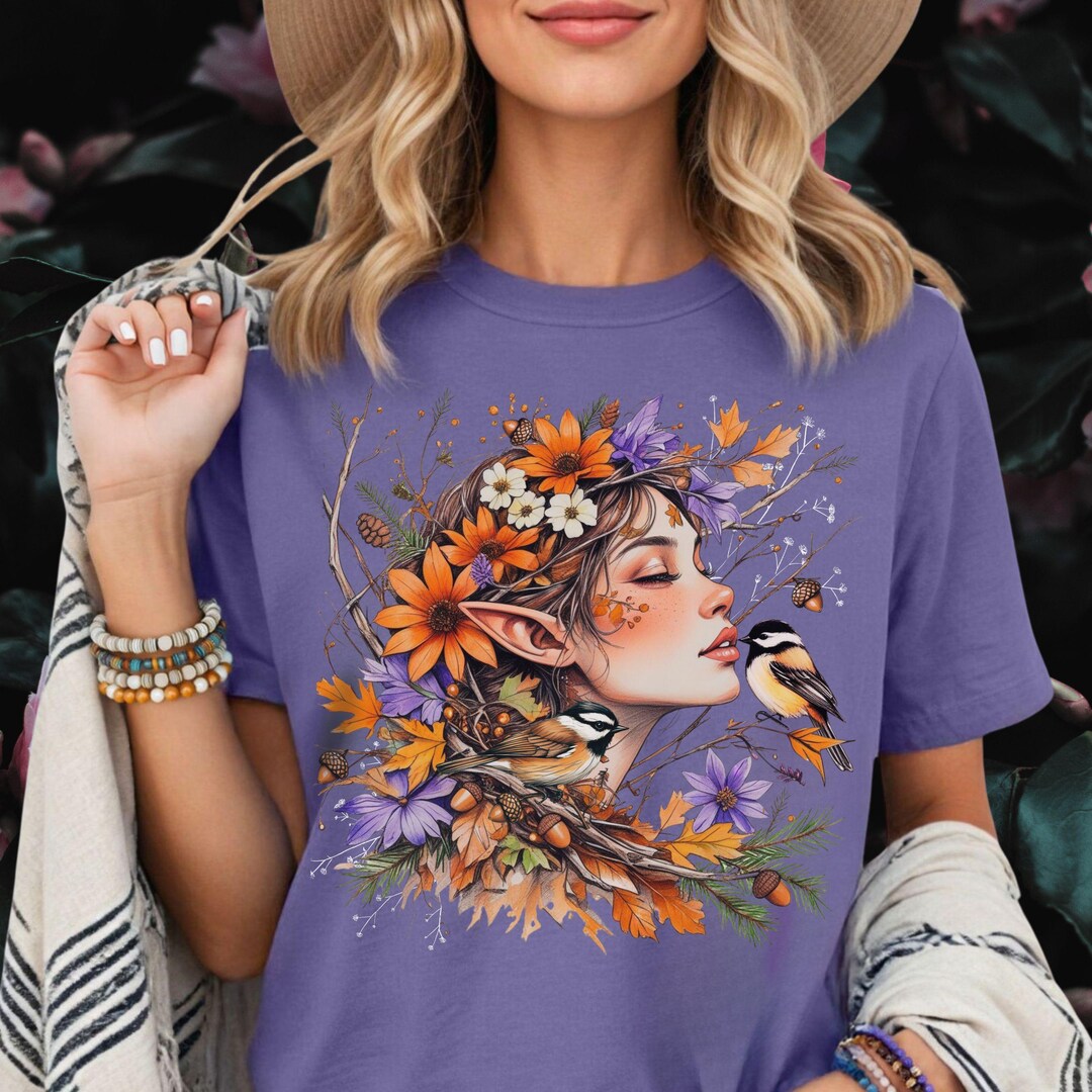 Elf Fairy-fairycore Nature Floral Shirt, Boho Fairy Top, Goblincore ...