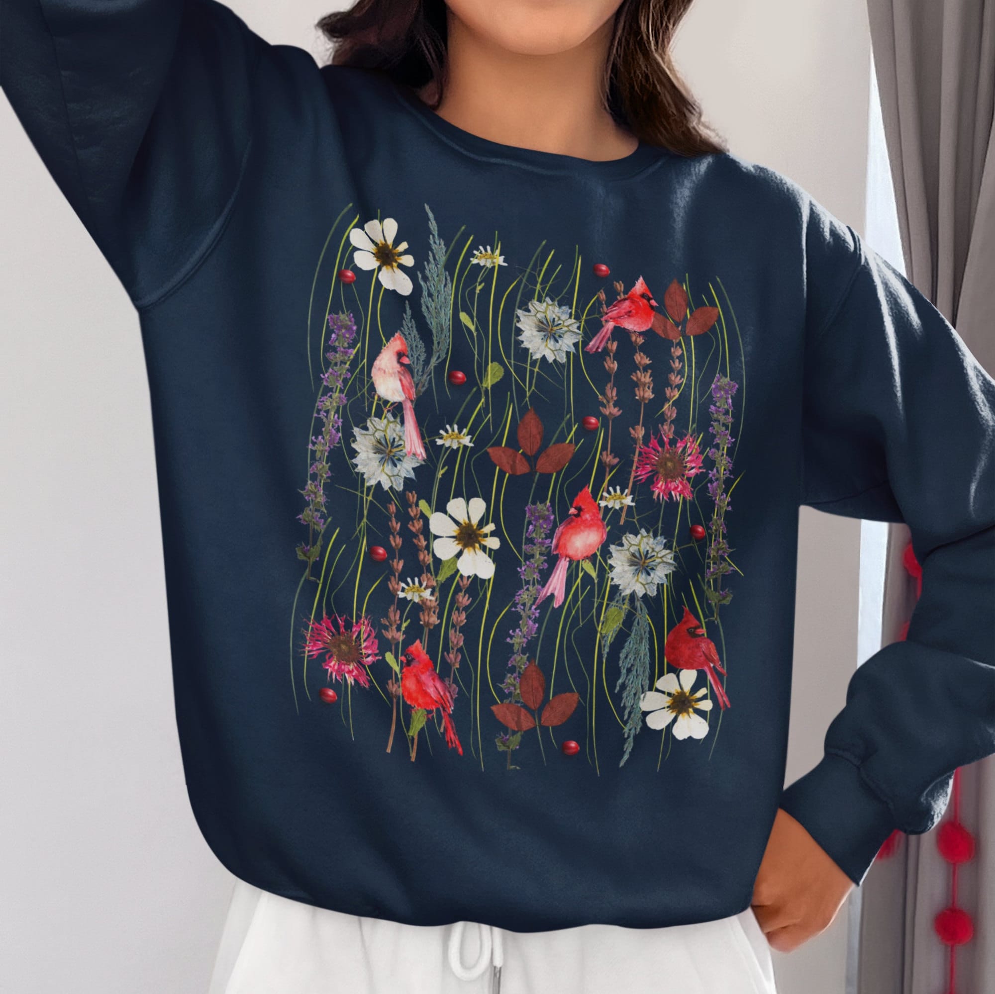 Vintage Cottagecore Wildflower Red Cardinal Sweatshirt, Goblincore ...