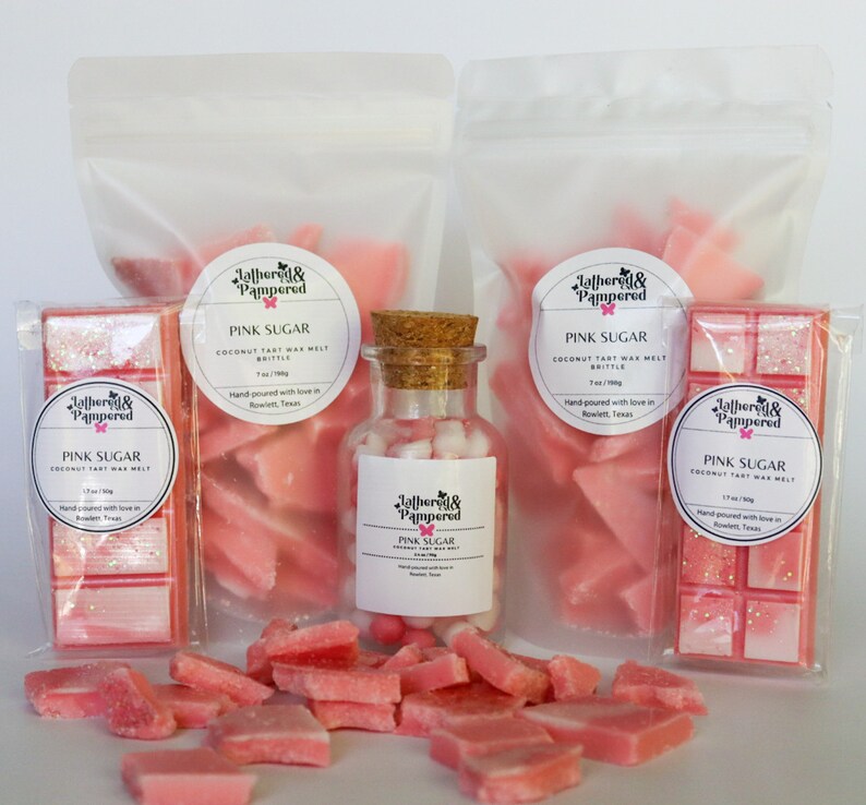 Pink Sugar Snap Bar Wax Melts | Pink Sugar Coconut Wax Melts| Luxury ...