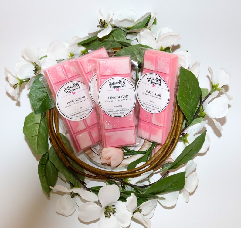 Pink Sugar Snap Bar Wax Melts | Pink Sugar Coconut Wax Melts| Luxury ...