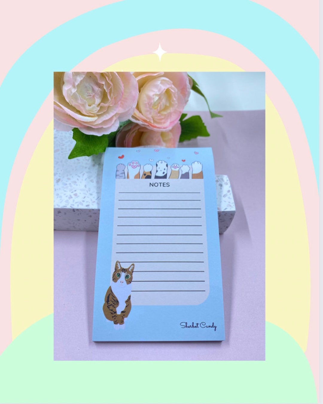 Bean the Cute Cat Sticky Notes - Etsy