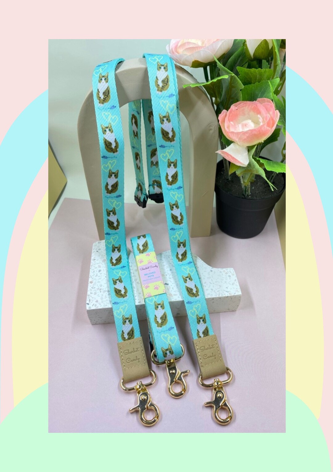Bean the Cute Cat Deluxe Fabric Lanyard/teacher Lanyard/cat Lanyard ...