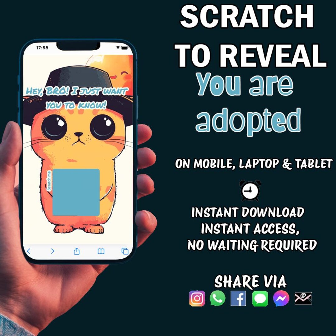 Funny You Are Adopted Scratch Card: Friendly Prank (digital) - Etsy