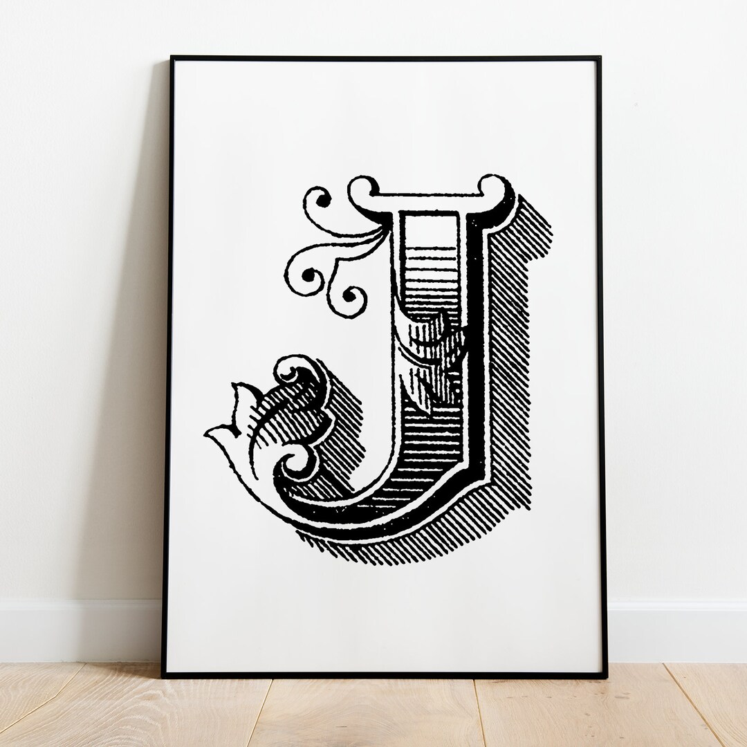 Vintage Letter J, Digital Download, Wall Art, Vintage Artwork for ...