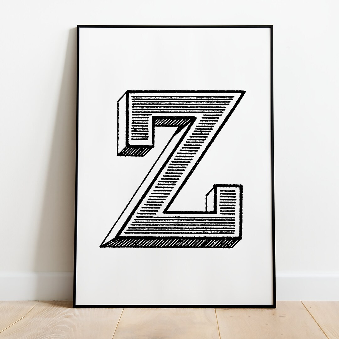 Vintage Letter Z Digital Download, Wall Art, Vintage Artwork for ...
