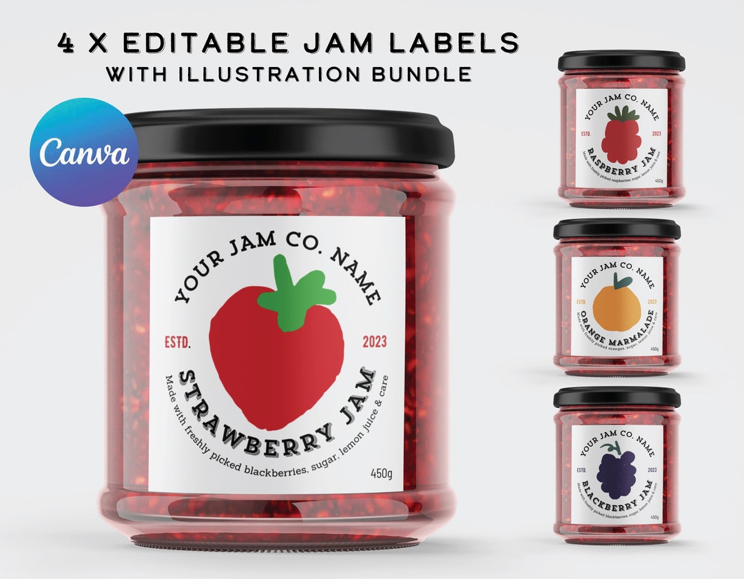 Jam Label Canva Templates. Editable Crafted Labels & Illustration ...