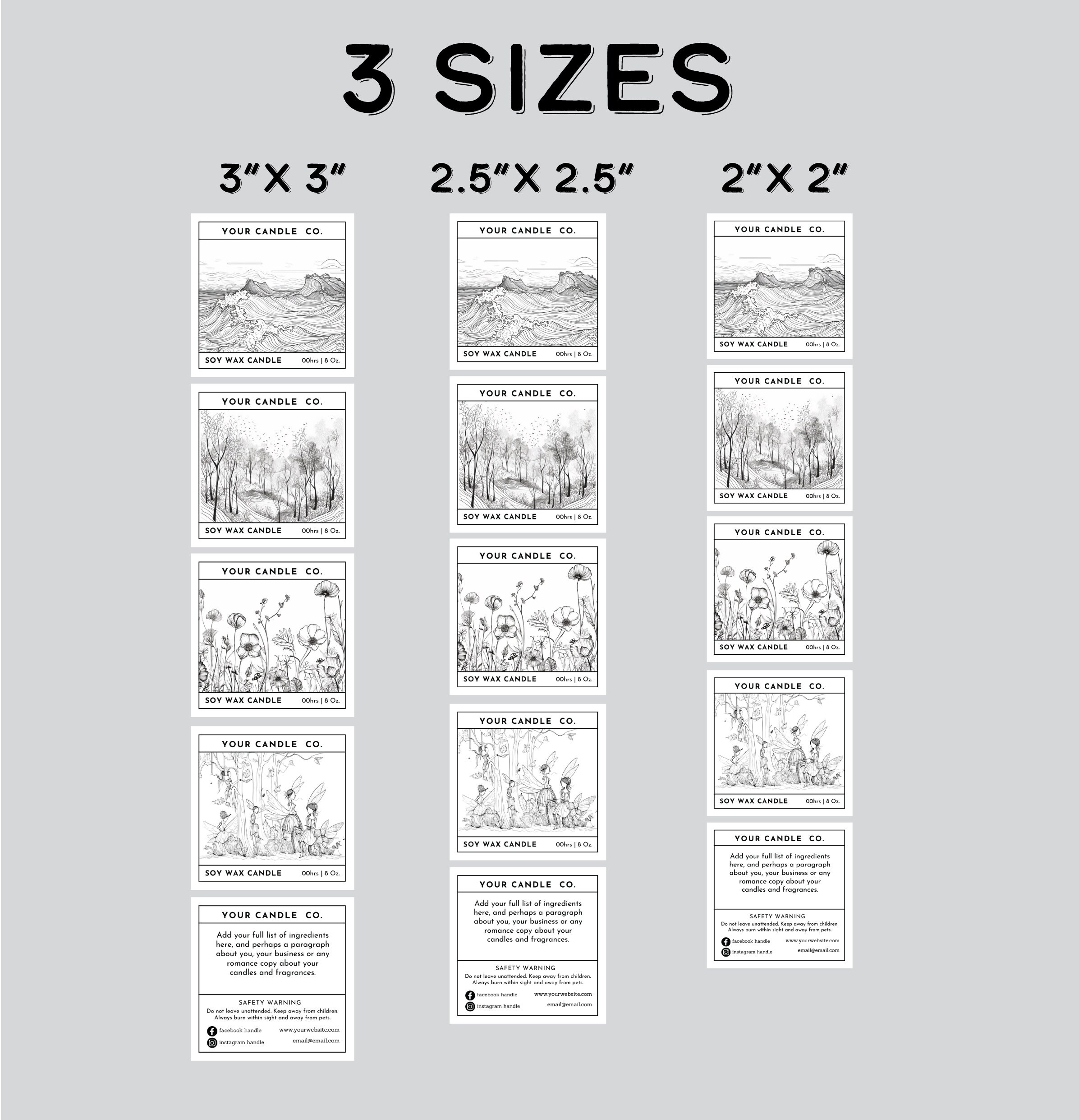 Editable Canva Candle Label Template. Edit With Canva. 3 Sizes - Etsy