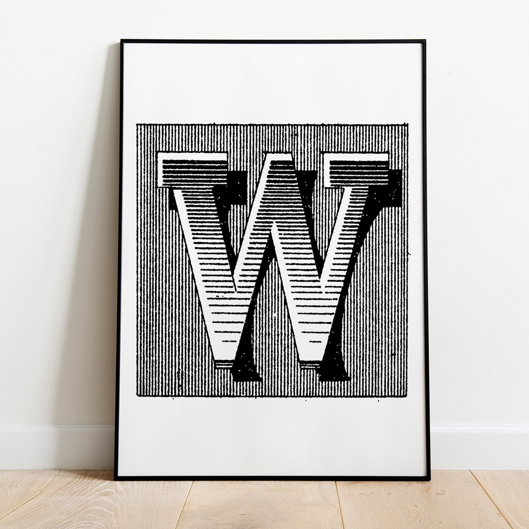 Vintage Letter W Digital Download, Wall Art, Vintage Artwork for ...