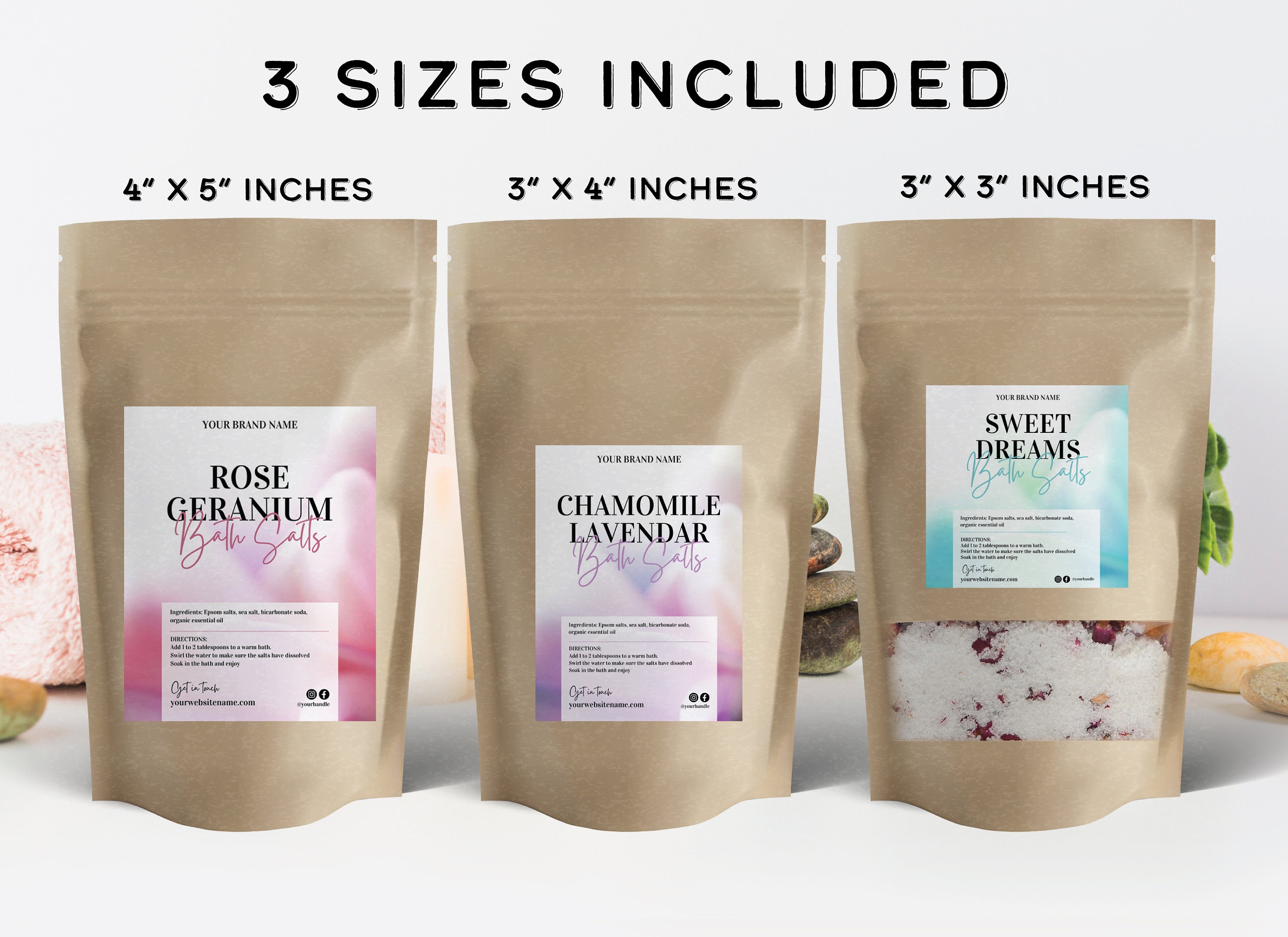 Bath Salt Pouch Label Canva Templates Editable Labels for Professional ...