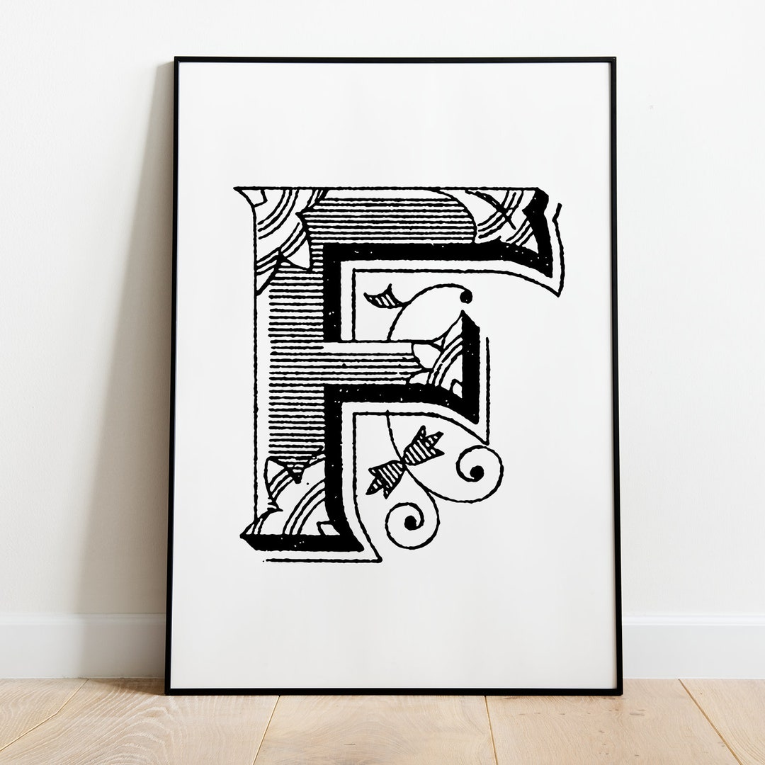 Vintage Letter F, Digital Download, Wall Art, Vintage Artwork for ...
