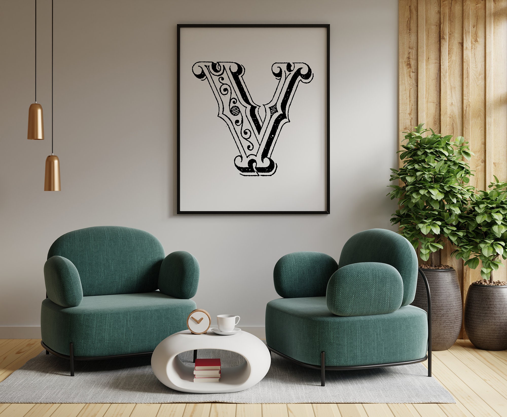 Vintage Letter V Digital Download Wall Art Vintage Artwork - Etsy