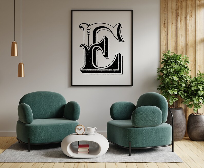Vintage Letter E, Digital Download, Wall Art, Vintage Artwork for ...