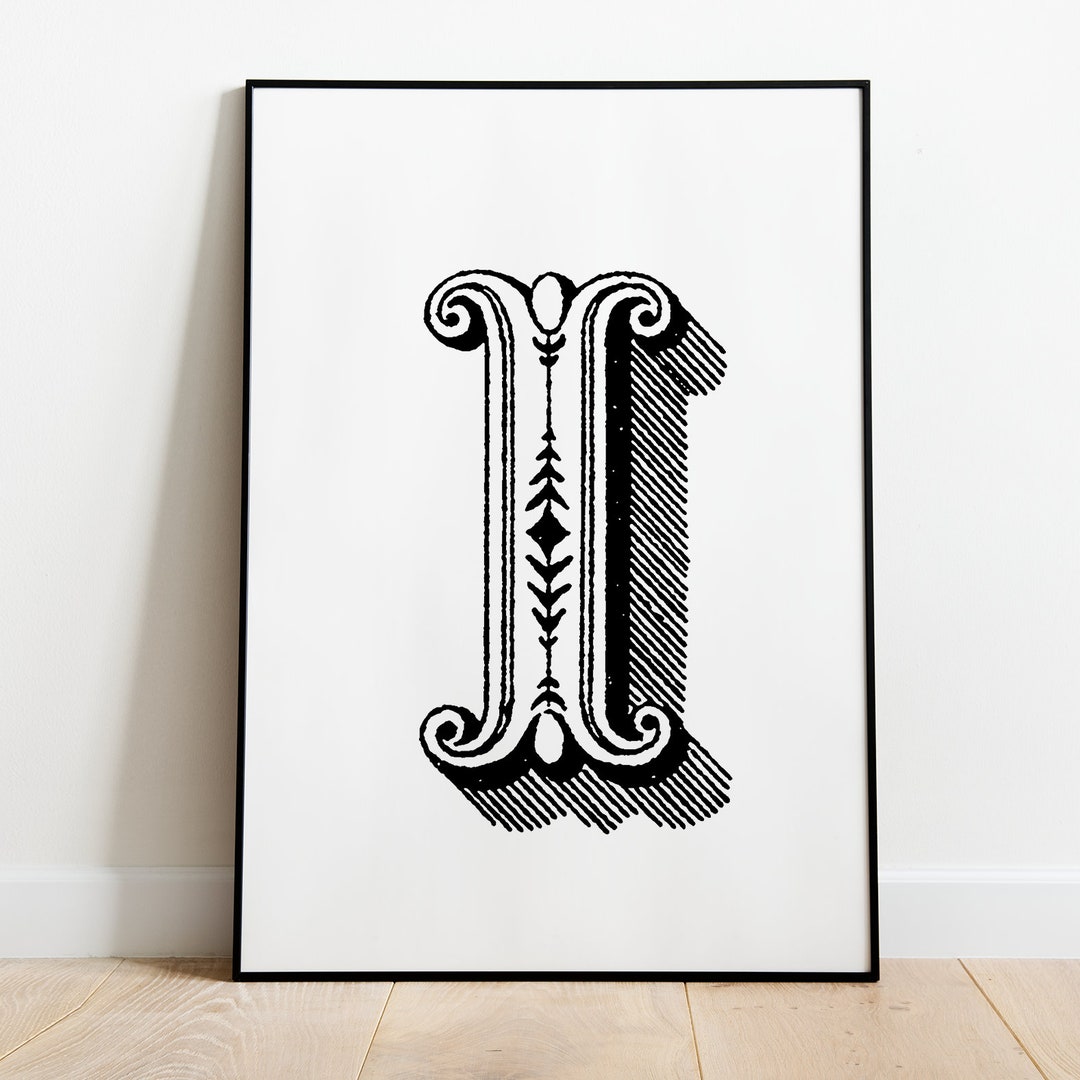 Vintage Letter I, Digital Download, Wall Art, Vintage Artwork for ...