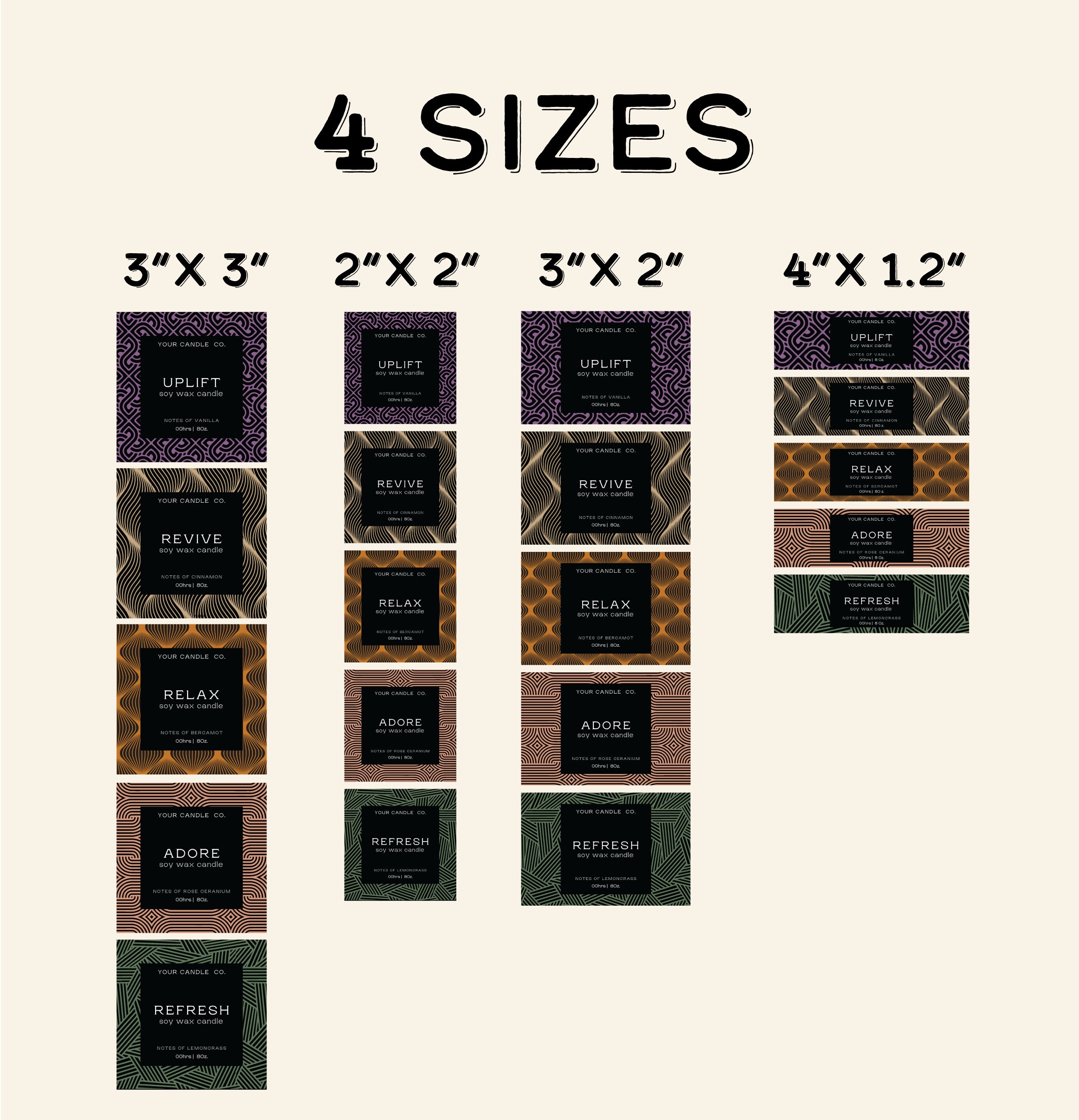 Editable Candle Label Template. Edit With Canva. Four Sizes and 5 ...