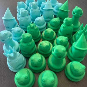FROG CHESS SET, 3d Printed Frog Custom Chess 32 Piece Set, Pieces Only ...