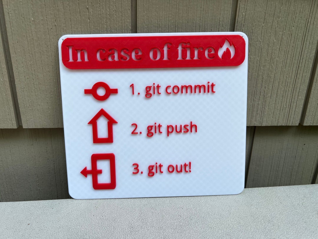 In Case of Fire Sign for Software Developers, 3d Printed Git Wall Art ...