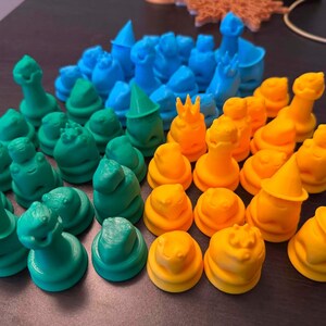FROG CHESS SET, 3d Printed Frog Custom Chess 32 Piece Set, Pieces Only ...