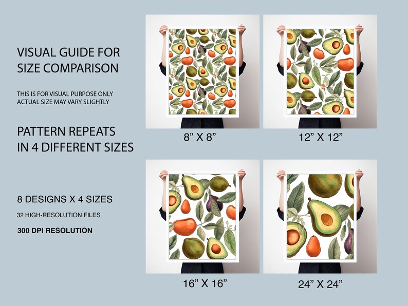 Avocado Print Digital Paper Seamless Patterns for Print on Demand ...