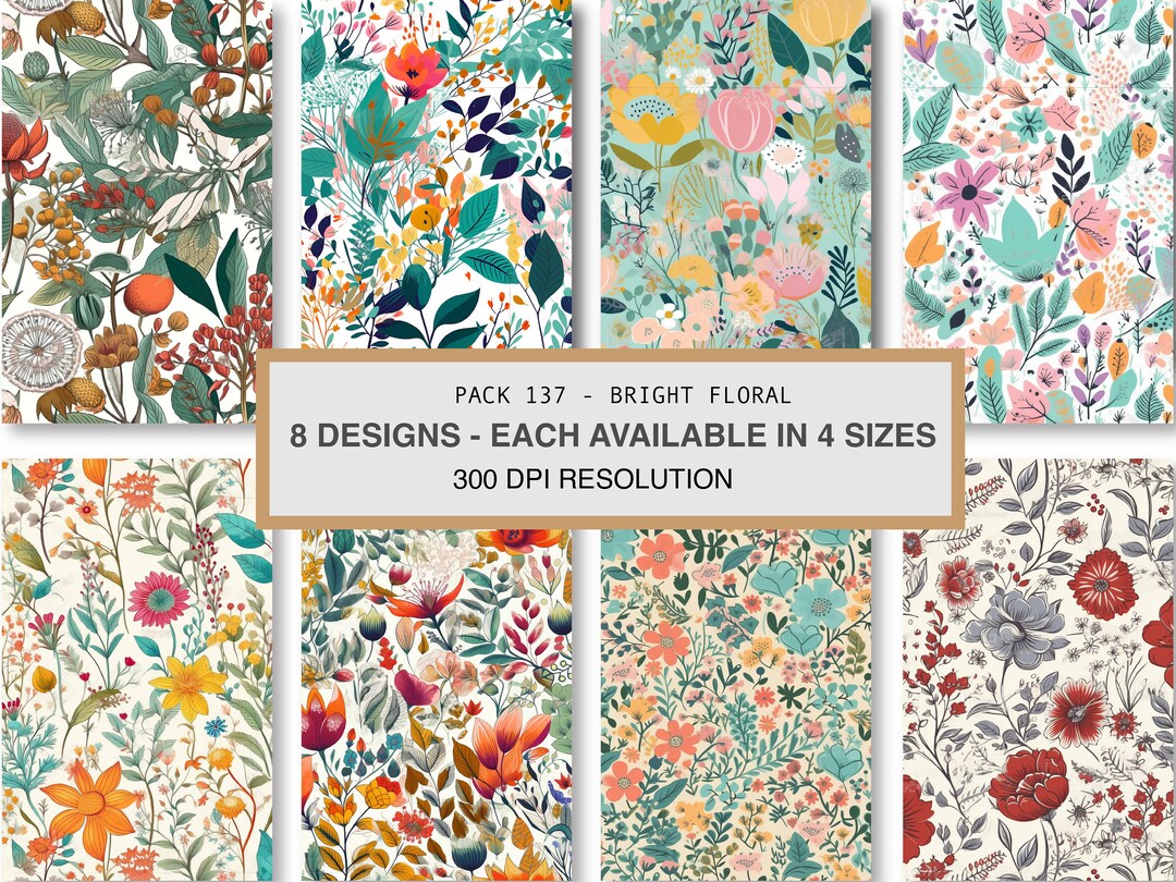 Floral Seamless Pattern Digital Paper Commercial Use Digital Patterns ...
