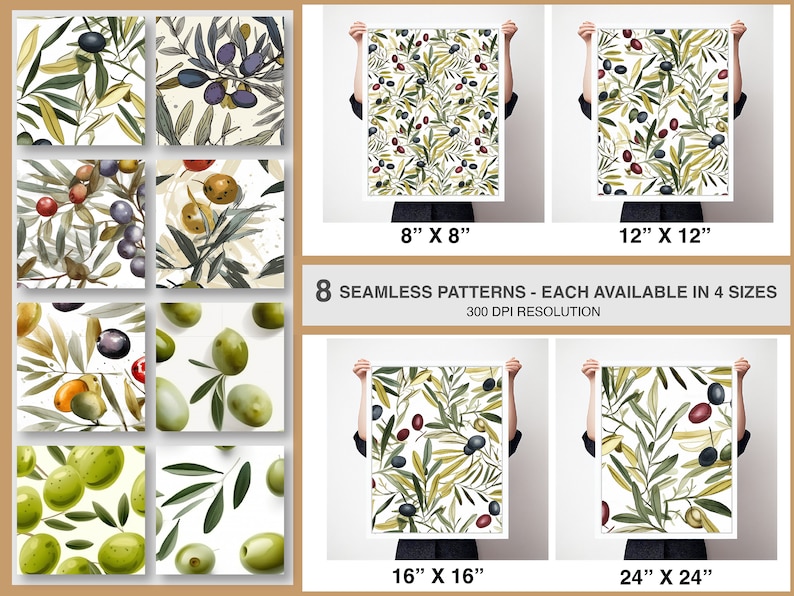 Olive Design Digital Paper Seamless Patterns for Print on Demand ...