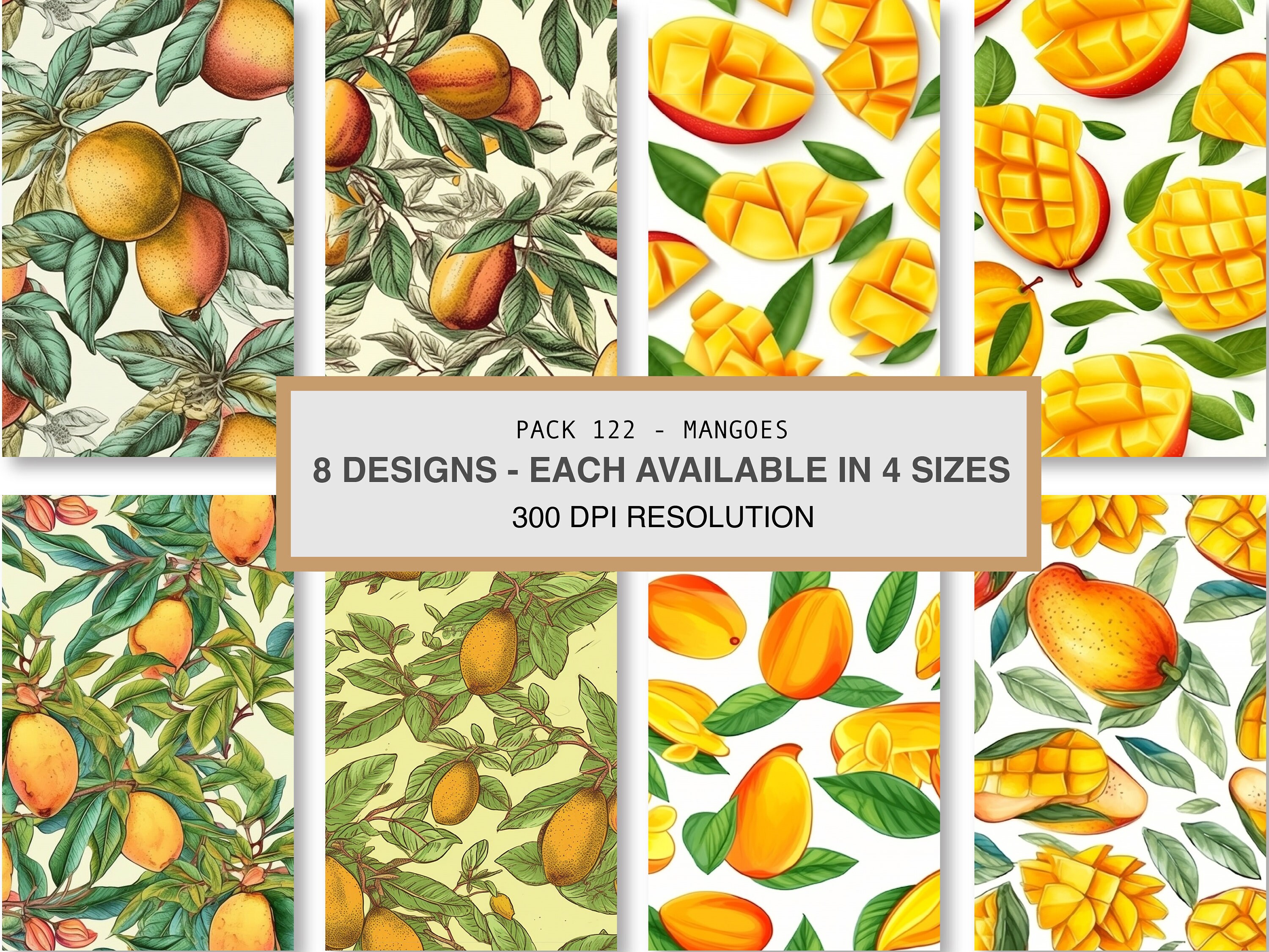 Fruit Design Digital Paper Seamless Patterns for Print on Demand ...