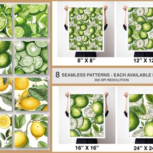 Lemon Print Lime Print Digital Paper Seamless Patterns for Print on ...