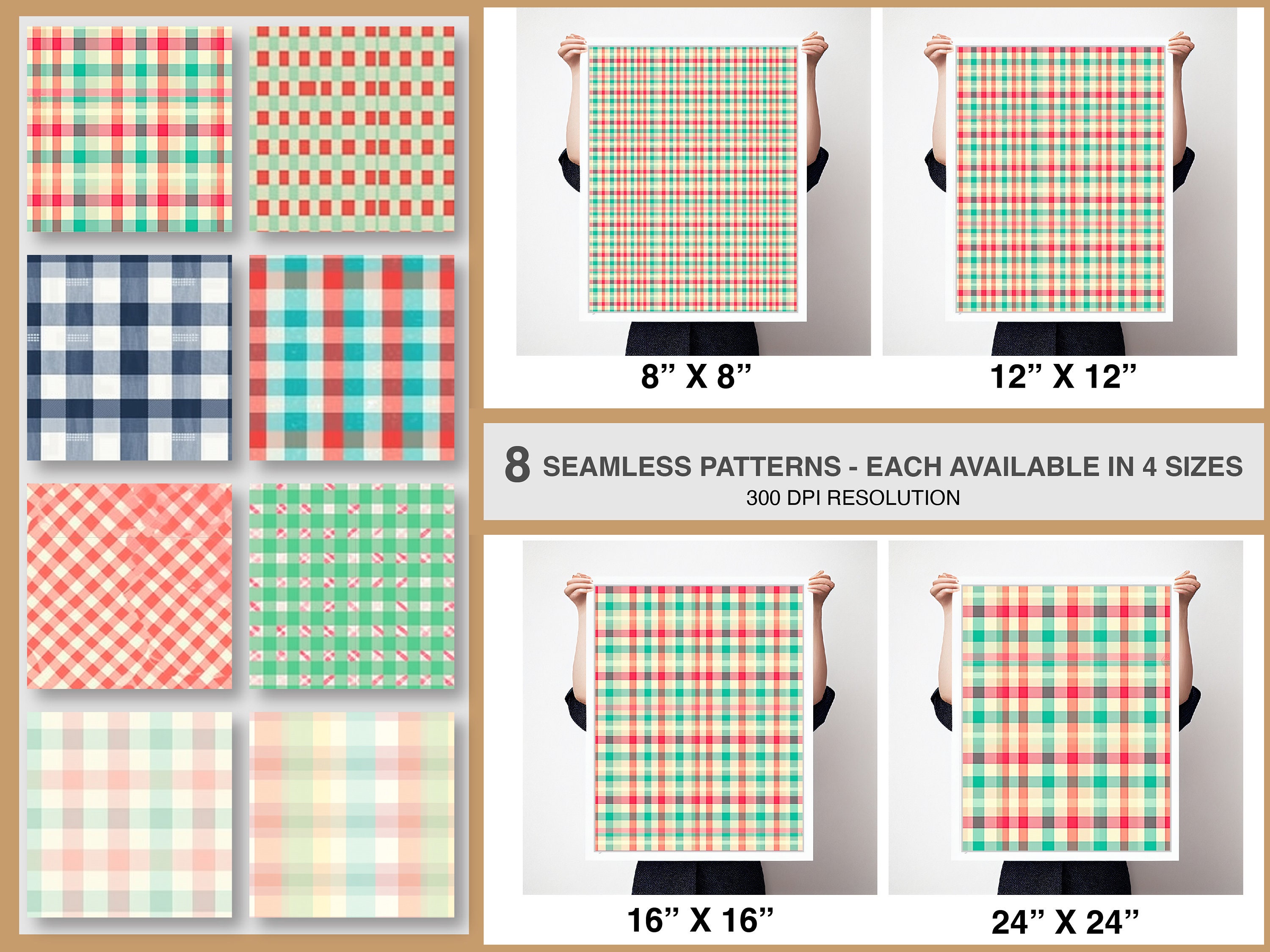 Plaid Digital Paper Seamless Pattern for Print on Demand Commercial Use ...