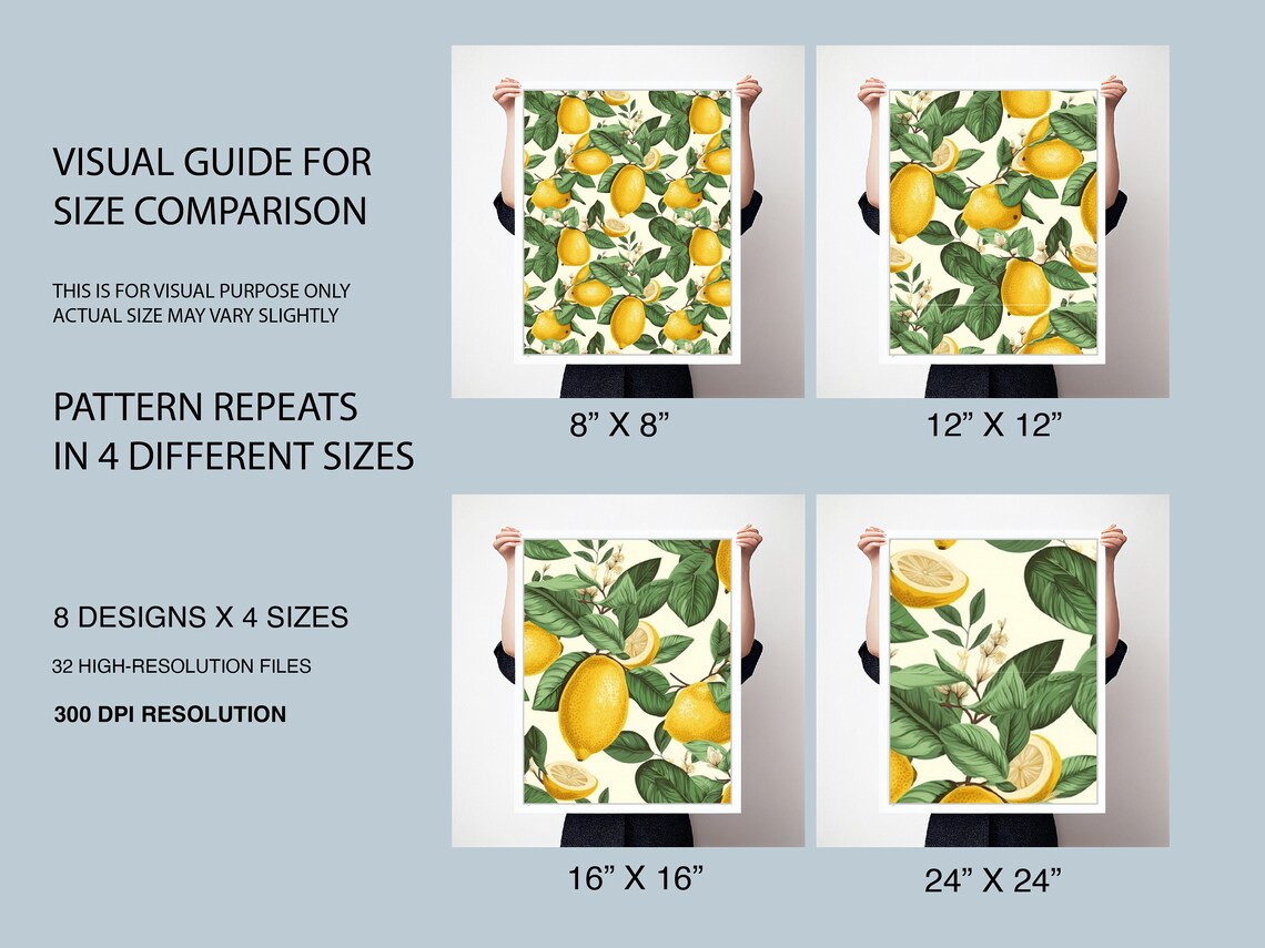 Lemon Print Lime Print Digital Paper Seamless Patterns for Print on ...