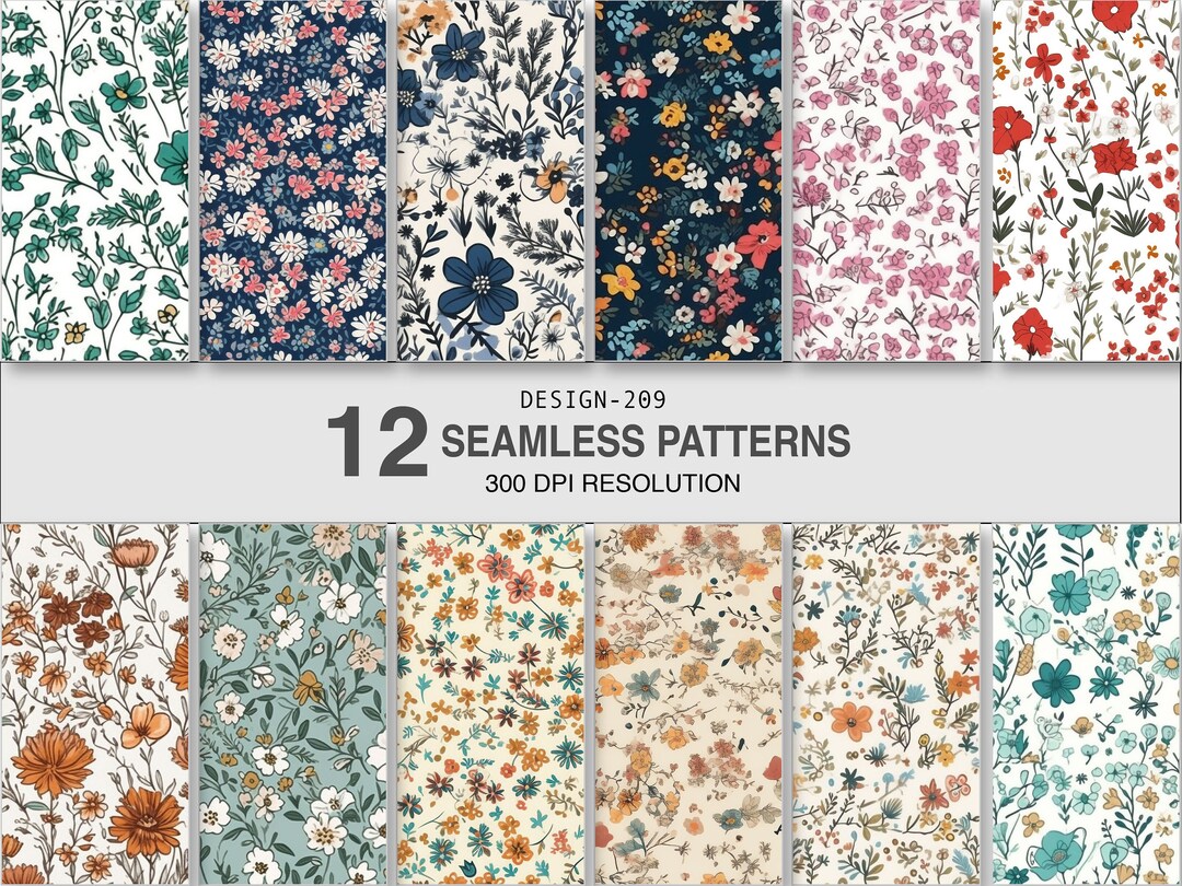 Floral Seamless Pattern Digital Paper Commercial Use Digital Patterns ...